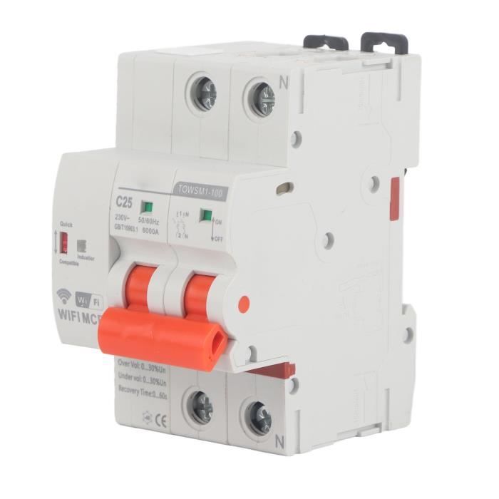 Tbest Disjoncteur intelligent Disjoncteur WiFi Intelligent 2P Din Rail Mount AC 230V for ...