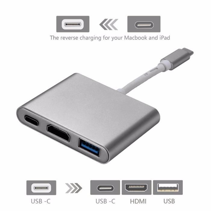 USB 3.1 Type C HUB Cable Data Male à Female HDMI Adaptateur Chargeur Pr ...