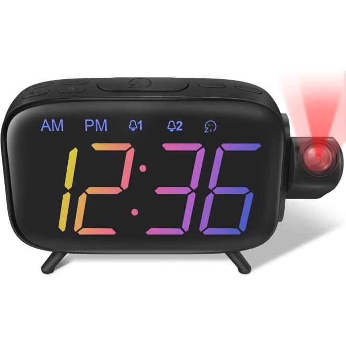 Réveil Projecteur Plafond 3 Niveaux De Luminosité Radio Reveil Matin ...