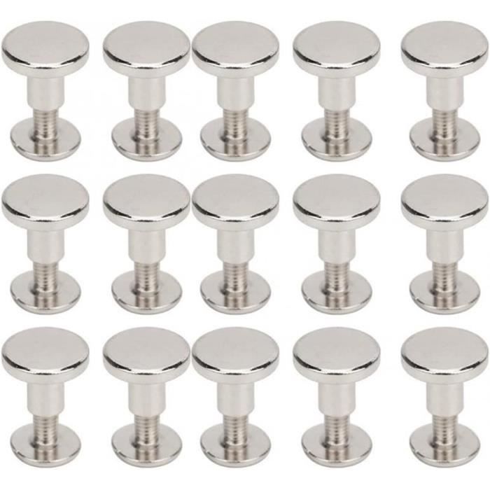 50Pcs 8Mm Rivet En Métal Rivets À Tête Plate Vis De Sangle En Cuir Kit ...