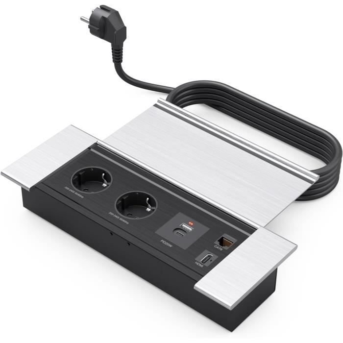 Multiprise 2 prises USB C 20 W, 2 prises de courant encastrées sur plan ...