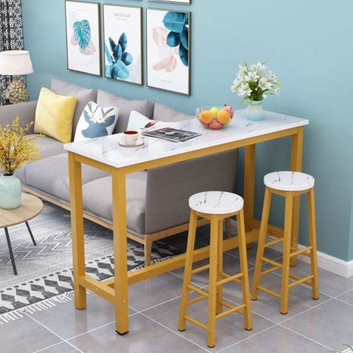 Table Haute Fine - Table de Cuisine - Cadre métallique Robuste - Jaune ...