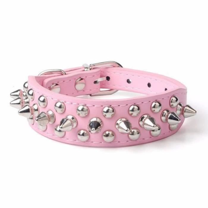 DU00896-Ajustable en cuir Rivet clouté clouté Pet Puppy Collier pour ...