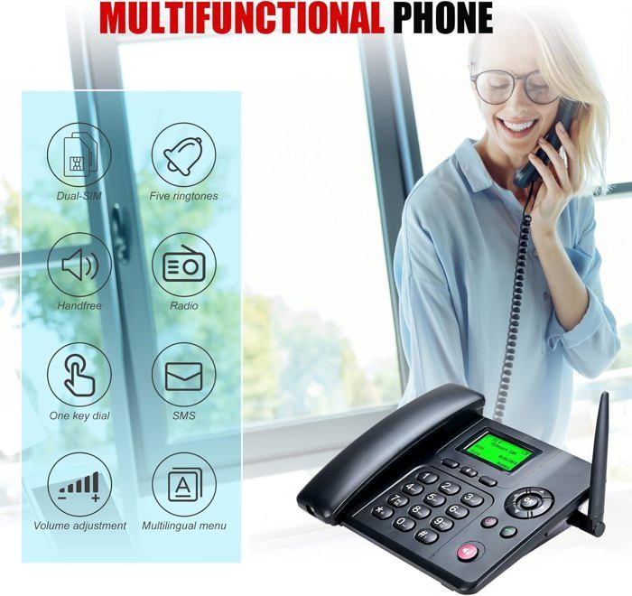Téléphone Fixe Sans Fil Gsm Quadri-Bande Sans Fil-Double Sim,Prise En ...