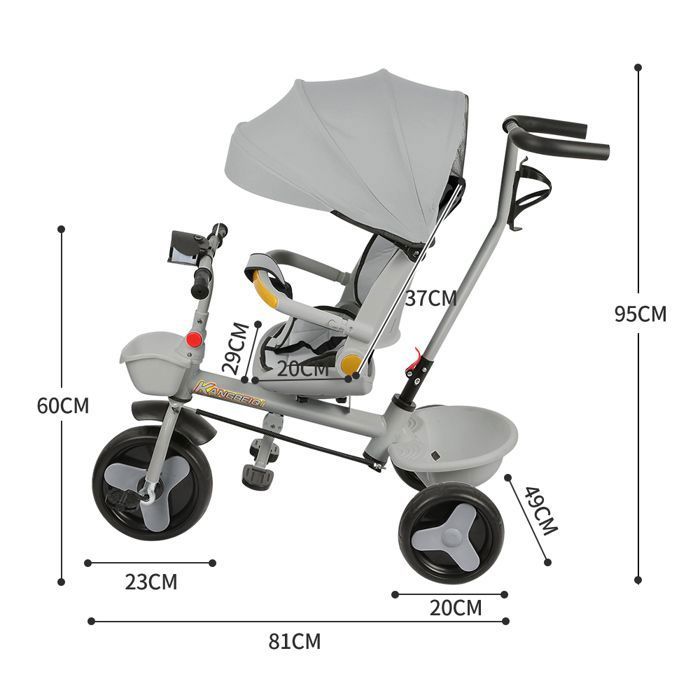 Tricycle Bébé 4 en 1 -MIPAN- Poussette triporteur avec capote solaire ...