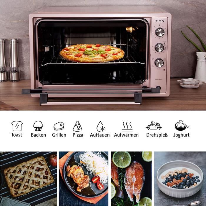 Mini four grill ICQN - 60L - 1800W - Rose - Chaleur tournante - Rotissoire - Cdiscount ...
