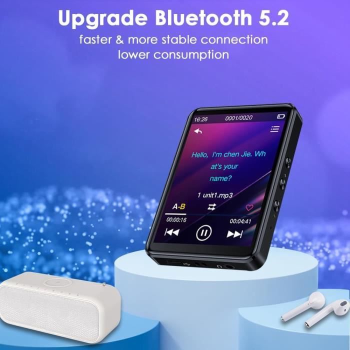 Lecteur Mp3 Avec Bluetooth - Écran Tactile 2.4In, 64G Lecteur De Musique Portable Hifi Lossless ...