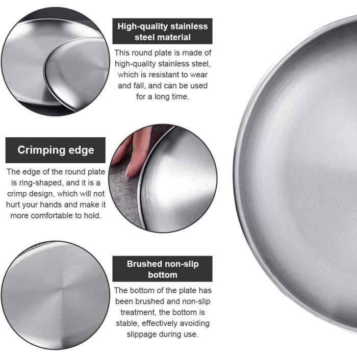 2PCS Plats de Service en Inox Plateau Ovale Plateaux de Service Ronds ...
