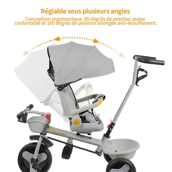 Tricycle Bébé 4 en 1 -MIPAN- Poussette triporteur avec capote solaire ...