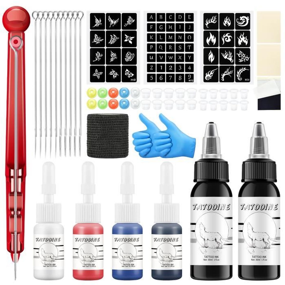 Stick Poke Kit Corps Tatouages Kit Machine À Tatouer Sans Fil Kit Tatouage à la Main et au Bâton ...