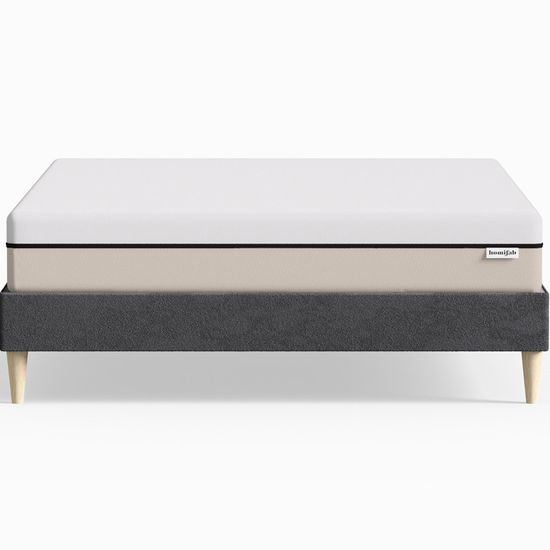 Ensemble Lit adulte + matelas - HOMIFAB - Dina - Gris - Ressorts ...