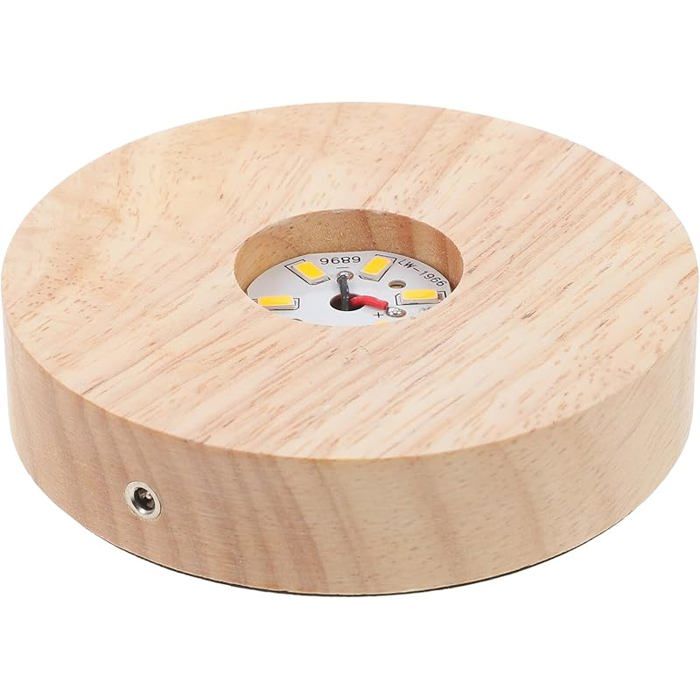 Socle lumineux LED bois 10 cm rond chaud USB support éclairage DOUILLE ...