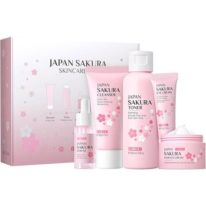 Sakura Facial Care Set, Women's Beauty Set, with Face Wash, Toner, Eye ...