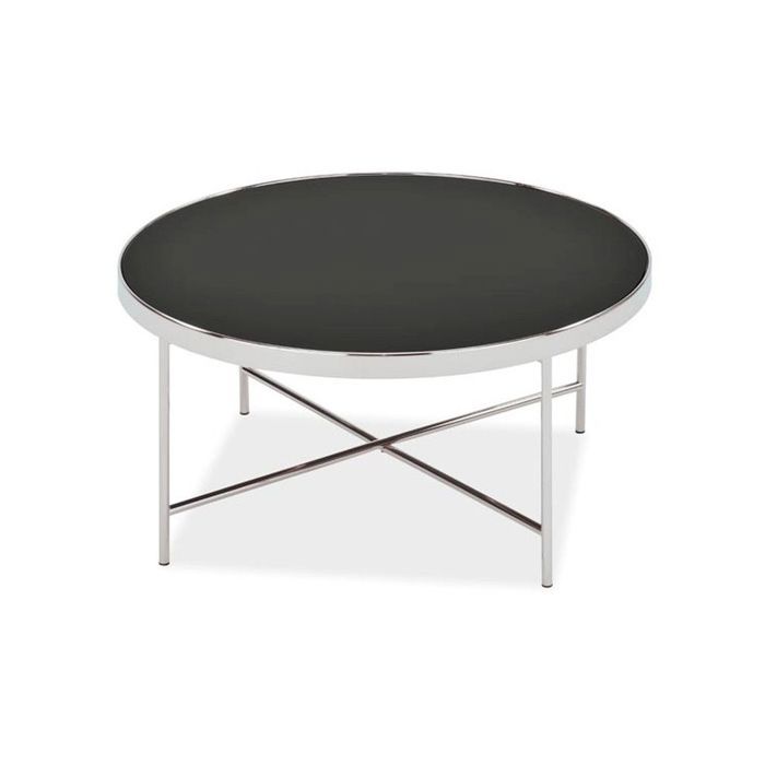 Table basse - Gina B - D 82 x H 40 cm - Métal chromé - Noir - Cdiscount ...