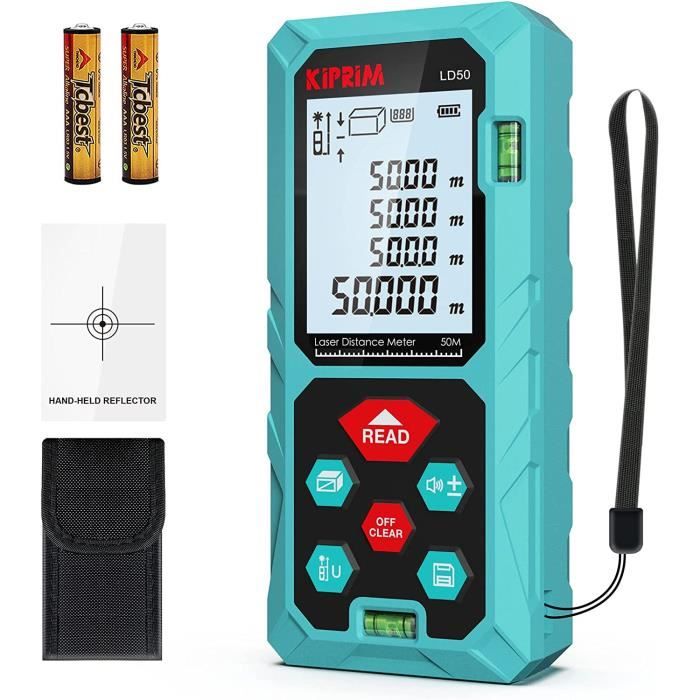 Télémétre Laser 50M,Mètre Laser Numérique avec Réflecteur,2 Niveaux à ...