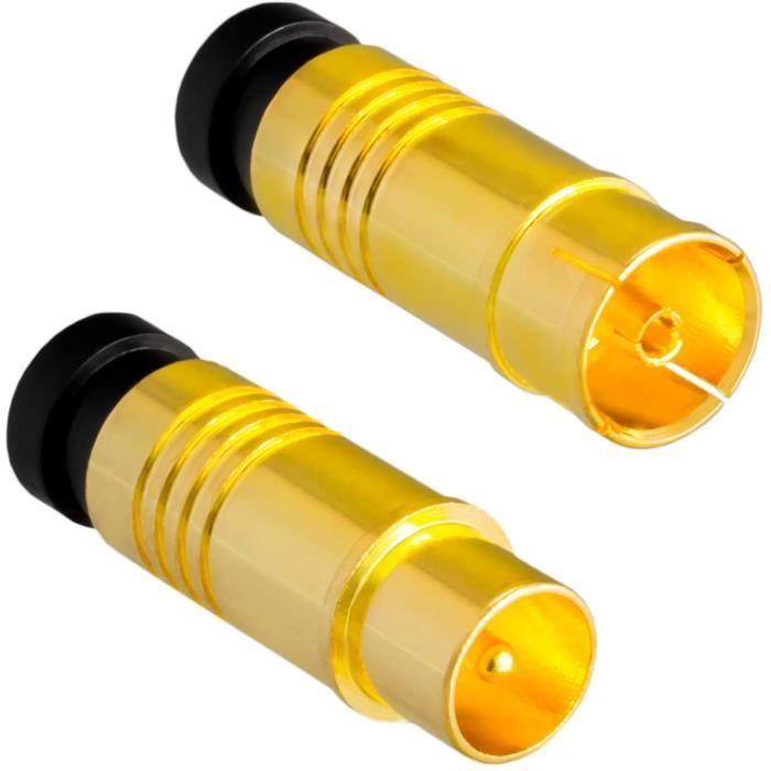 Kit de connecteurs d'antenne 1x fiche et 1x pr pour câble TV Radio DVB ...