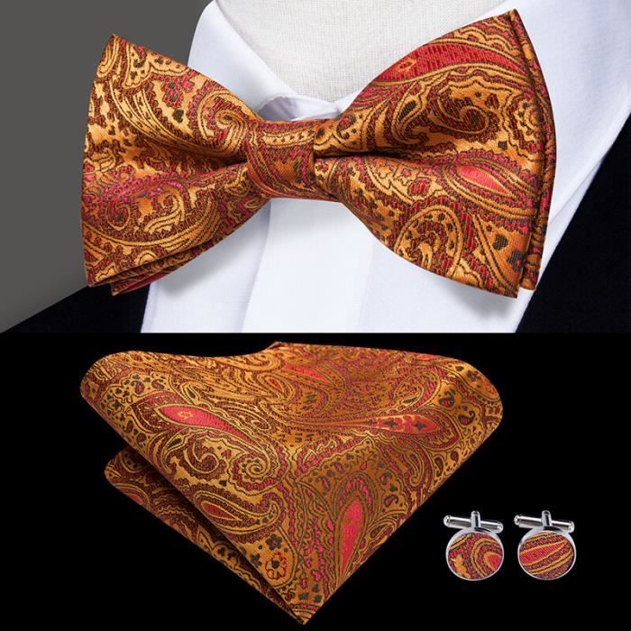 Cravate,Ensemble de boutons de manchettes, nœud papillon de luxe en ...