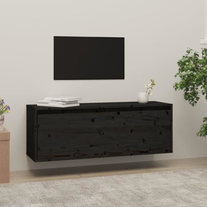 Armoire murale Étagère Murale - Meuble Étagère - Noir 100x30x35 cm Bois ...