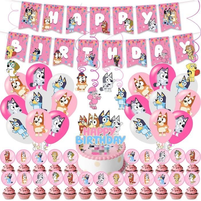 50Pcs Bluey Décorations De Fête D'Anniversaire-18Pcs Cartoon Dog ...