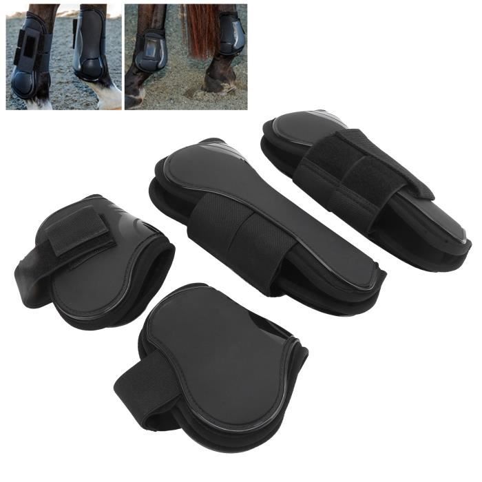 4 Pcs Bottes de Tendon de Cheval PU Elastique Epais Réglable Protecteur ...