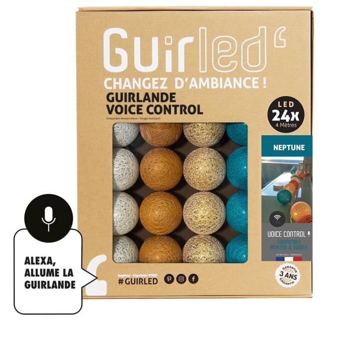 Neptune Commande Vocale Guirlande lumineuse boules coton Google & Alexa ...