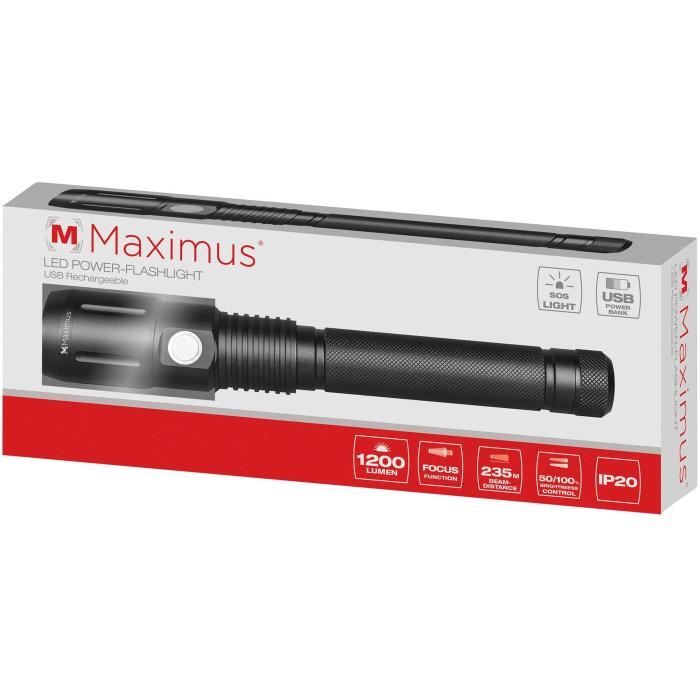 MAXIMUS - Lampe torche rechargeable 1200 lumens - Cdiscount Bricolage