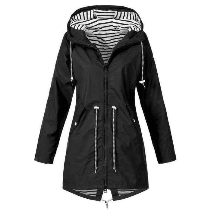 CRAZE Veste de pluie pour femme imperméable à l'eau à capuche ...