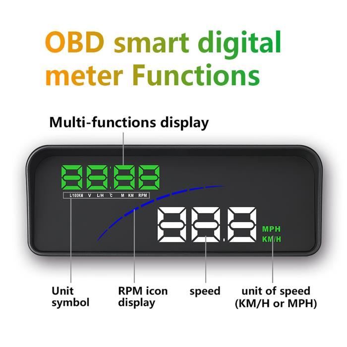 Qiilu Universal Car Head Up Display Gorgeri Universal 3.6in Set of ODB2 ...