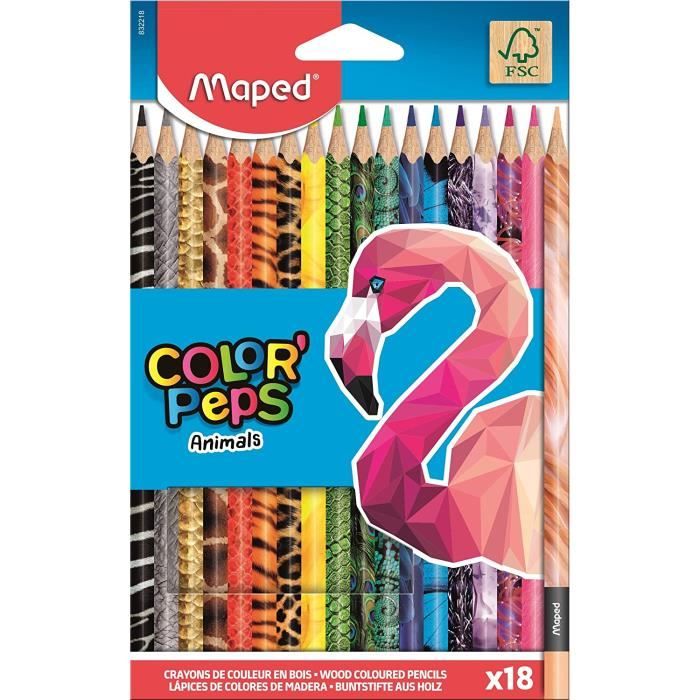 Maped - Crayons de Couleur Color'Peps Animals FSC - Crayon de Coloriage ...