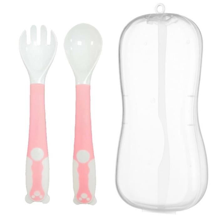 COUVERTS BEBE,Pink Bendable--Ensemble de cuillères et fourchettes pour ...