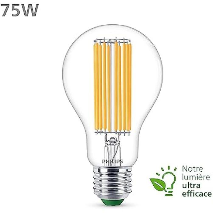 Ampoule LED Ultra Efficient Classe A - Philips - 75W - Culot E27 - Blanc chaud 2700K ...