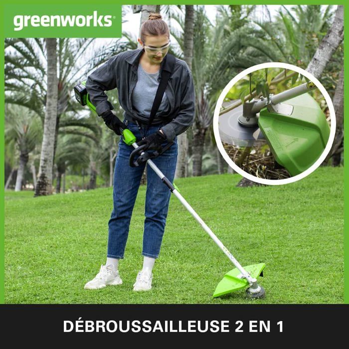 Coupe Bordure sans Fil pour Petits et Moyens Jardins, Largeur de Coupe 40 cm & Bobine Double Fil ...