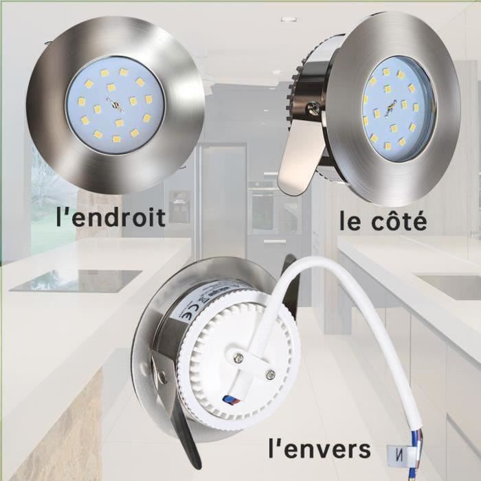 Lot De 6 Spots Led Encastrables Ultra Plats Ip44 Blanc Chaud 400 Lm 5w