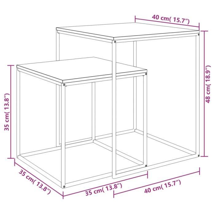 Garnaco Ensemble de table basse 2 pcs Bois d'ingénierie et métal ...
