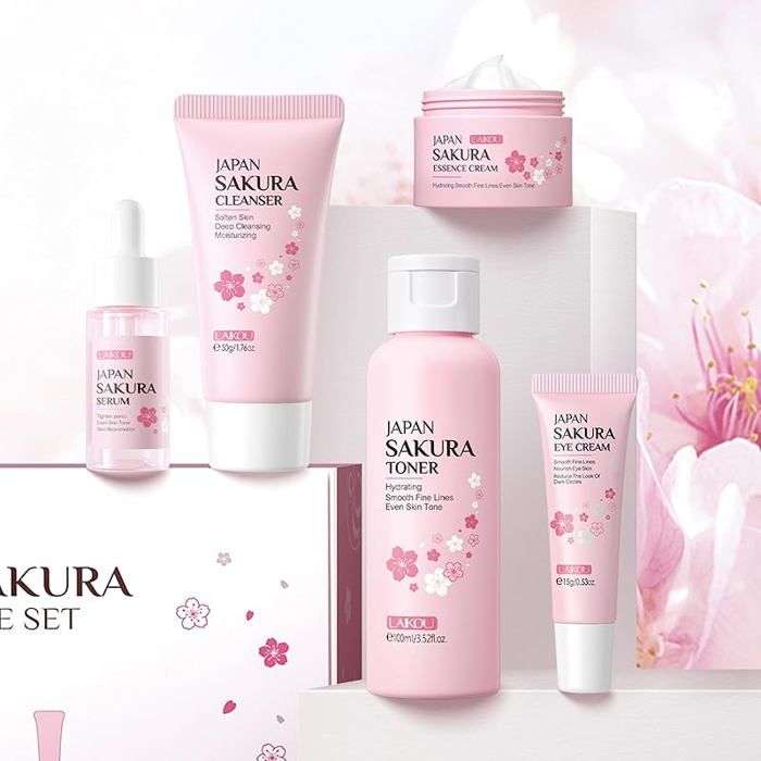 Sakura Facial Care Set, Women's Beauty Set, with Face Wash, Toner, Eye ...