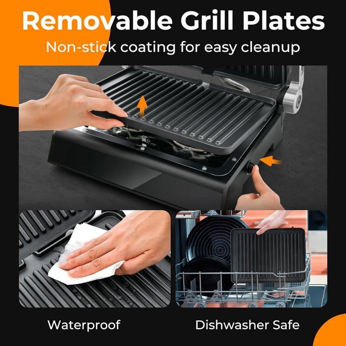Grill lectrique RELAX4LIFE 3 en 1 sans BPA 5 Modes Rglables Ouverture 180 Barbecue lectrique ...
