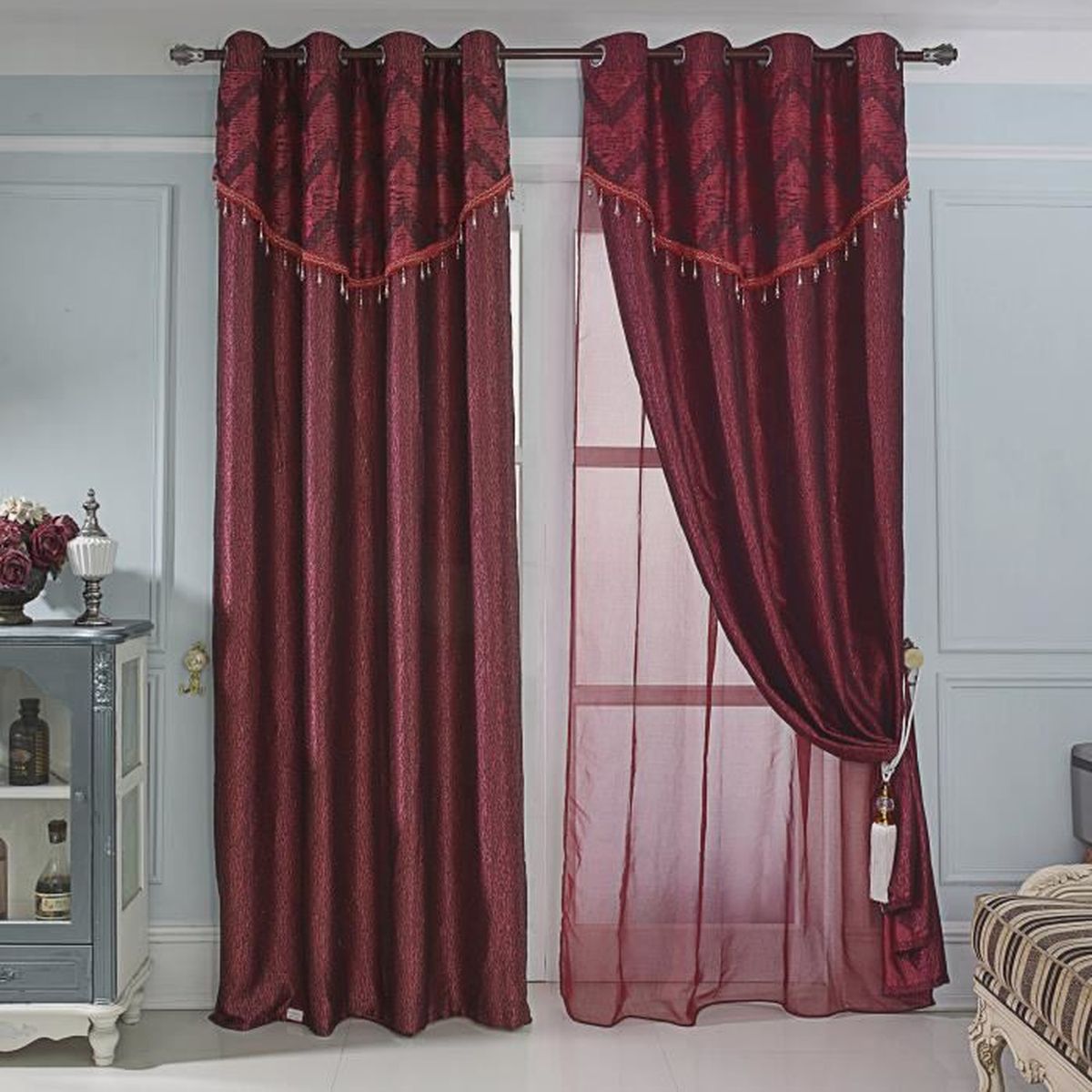 DOUBLE RIDEAUX ORIENTAL - LUXE - BORDEAUX - Cdiscount Maison