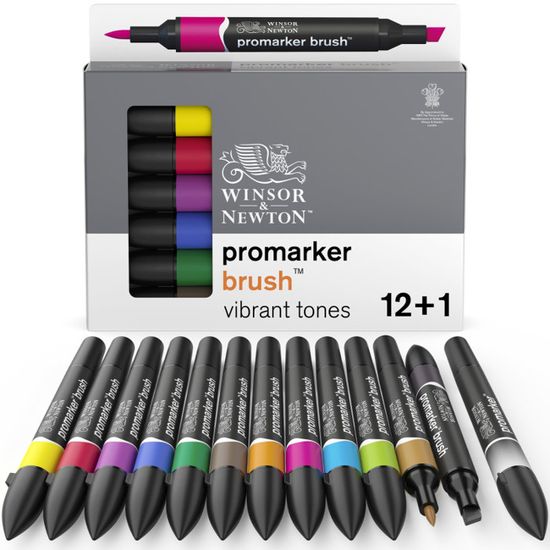 Feutres à alcool Promarker Brush - Winsor & Newton - Tons riches - 6 ...