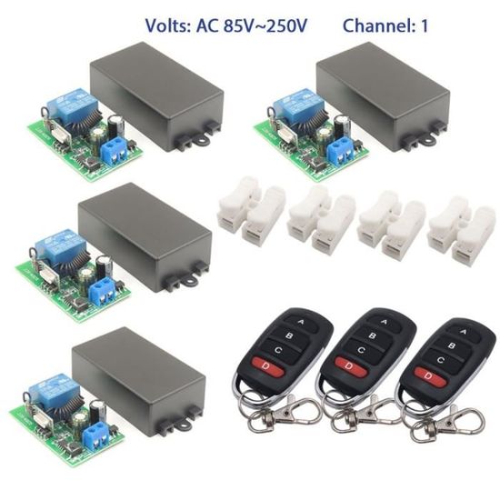 4RC 3B -interrupteur intelligent avec télécommande 433MHz RF AC 85 220V,1 canal,relais de ...