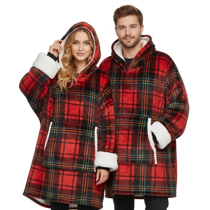 Plaid Pull Sweat à Manche et Capuche avec Poche – Taille Unique 118 x ...
