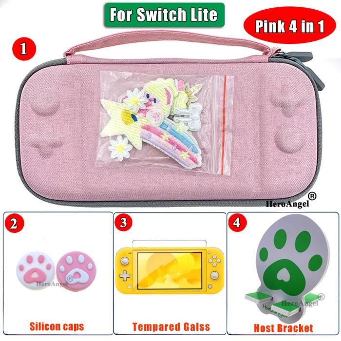 Tissu Lite Rose-Sac de rangement rigide rose mignon pour Nintendo ...