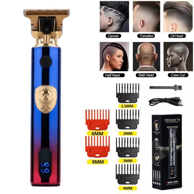 LCD ABS bleu Tondeuse à cheveux électrique T9 USB Rechargeable pour homme, rasoir professionnel ...