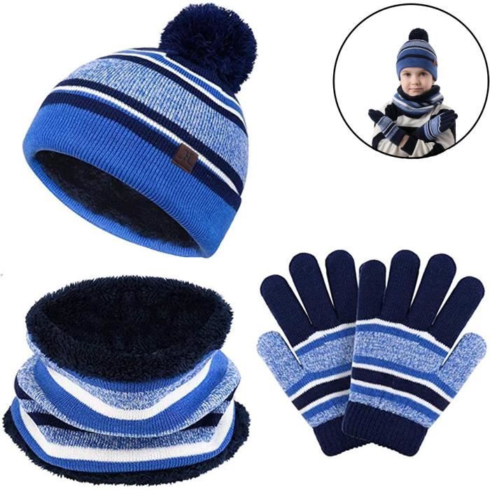 Ensemble d'accessoires chauds d'hiver - Garçons Filles - Bonnet Tricoté ...