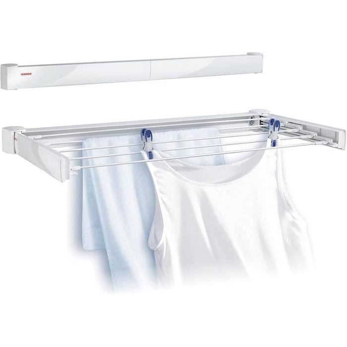 Séchoir Mural Telegant 72 Protect, Sèche Linge Dépliable Avec 8 Barres ...