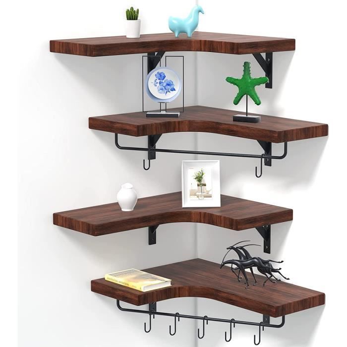 Etagere Murale Bois,Lot de 4 Etagere Angle,étagère d'angle Flottante ...