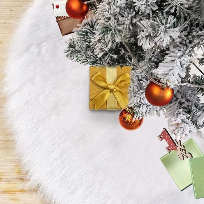 90CM Couvre Pied Sapin Noël,Jupe de Sapin de Noël Blanc,Peluche Couvre ...