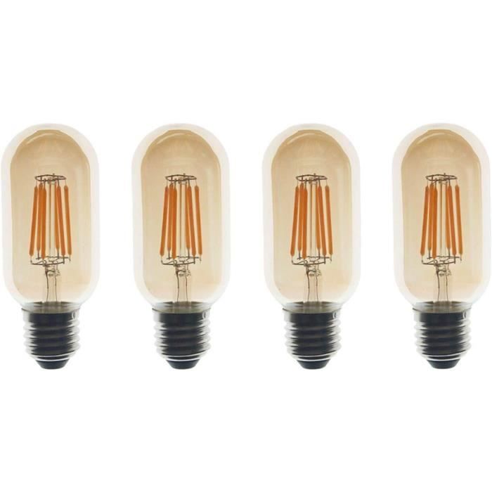 Lot De 3 Ampoules À Filament Led Vintage Edison T45 6W Culot E27, Verre Teinté Doré, 2700K Blanc ...