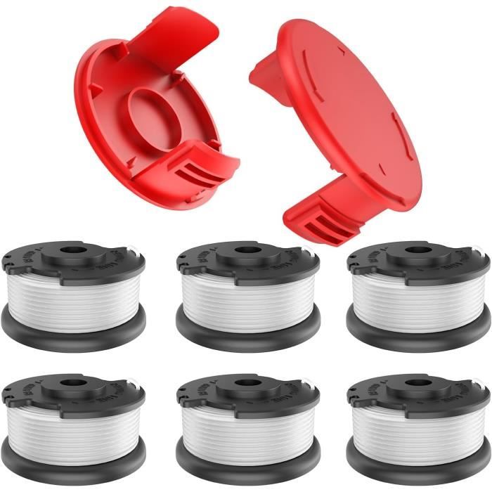 Lot de 6 bobines de fil de rechange avec 2 couvercles de débroussailleuse Einhell GE-CT 18-28 Li ...