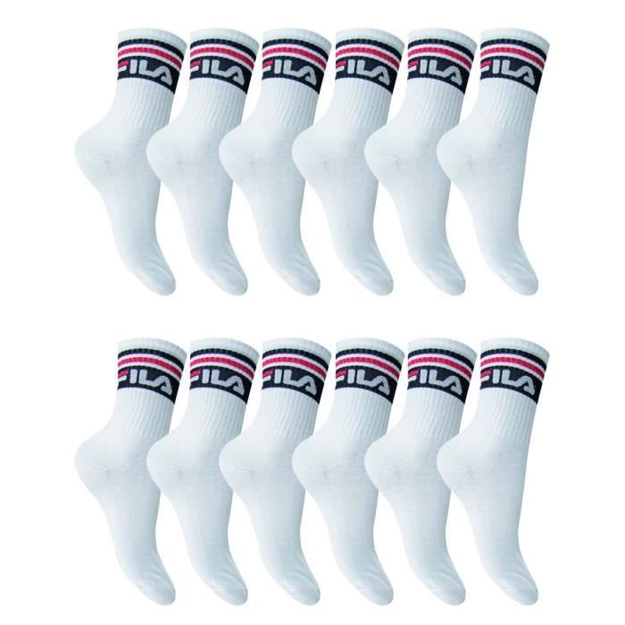 Lot de 12 paires de chaussettes tennis modèle 6933 femme Fila - blanc ...