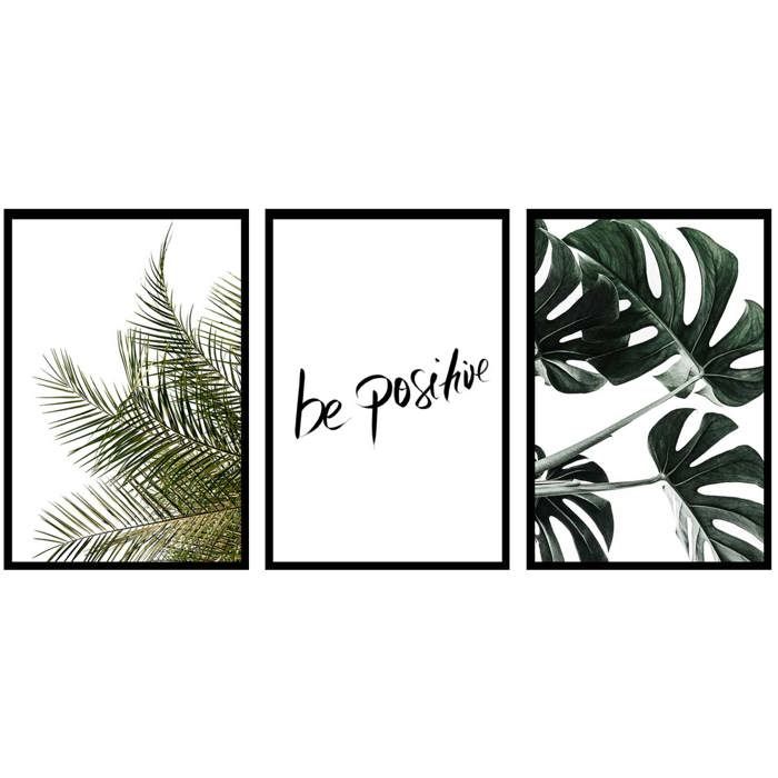 Be positive, Set de 3 posters deco - 90x45cm - Cdiscount Maison